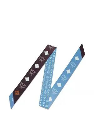 Mcm Reversible Monogram-print Silk Scarf - Blue