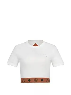 Mcm Logo Print Cropped T-shirt - White