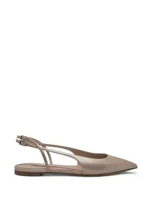 Casadei Beige Patent Pointed-toe Slingback Ballet Flats