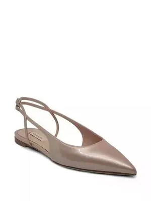 Casadei Beige Patent Pointed-toe Slingback Ballet Flats