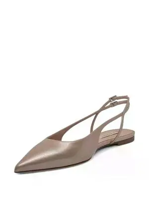 Casadei Beige Patent Pointed-toe Slingback Ballet Flats