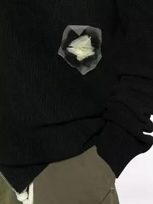 SONG FOR THE MUTE Floral Patch Zip-up Cardigan