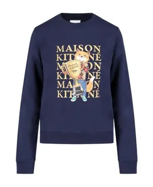 Maison Kitsuné Crewneck Sweatshirt With Fox Champion Graphic