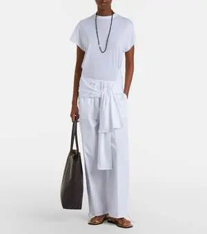 TOTEME Cotton Poplin Wide-leg Pants With Drawstring Cuffs