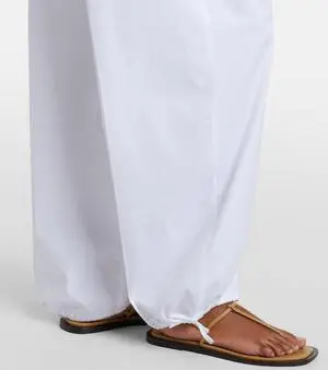 TOTEME Cotton Poplin Wide-leg Pants With Drawstring Cuffs