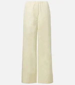 TOTEME Cotton Poplin Wide-leg Pants With Drawstring Cuffs - Yellow