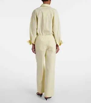 TOTEME Cotton Poplin Wide-leg Pants With Drawstring Cuffs - Yellow