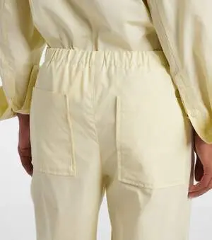 TOTEME Cotton Poplin Wide-leg Pants With Drawstring Cuffs - Yellow