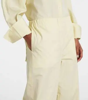 TOTEME Cotton Poplin Wide-leg Pants With Drawstring Cuffs - Yellow