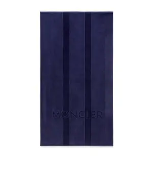 Moncler Cotton Beach Towel With Logo - Deep Blue