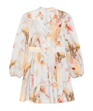 Zimmermann Printed V-neck Mini Dress - White