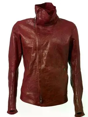 ISAAC SELLAM EXPERIENCE Lambskin High Collar Jacket - Red
