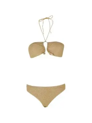 Oseree Metallic-effect Charm-detail Bikini - Gold