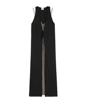 ALYSI Cotton Maxi Dress With V-neck And Drawstring