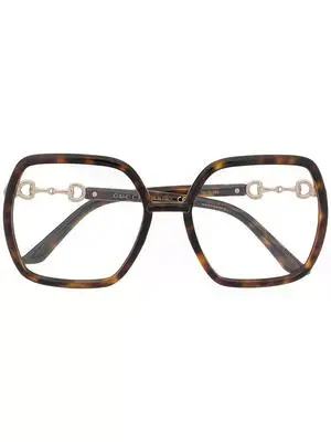 Gucci Horsebit Detail Oversized Glasses - Brown