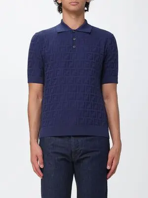 Fendi Logo Detailed Short-sleeved Polo Shirt - Dark Blue