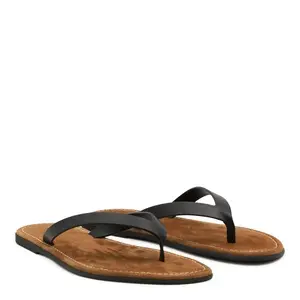 THE ROW Leather Thong-strap Flat Sandals - Black