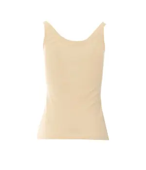 Auralee V-neck Sleeveless Vest With Ribbed Details - Nude