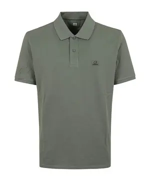 C.P. COMPANY Logo Patch Short Sleeved Polo Shirt - Gray