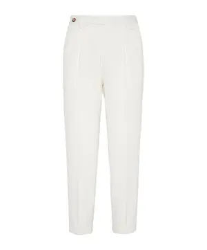 Brunello Cucinelli High-waist Tapered Trousers - White