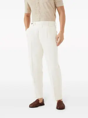 Brunello Cucinelli High-waist Tapered Trousers - White