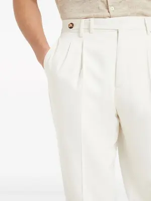 Brunello Cucinelli High-waist Tapered Trousers - White