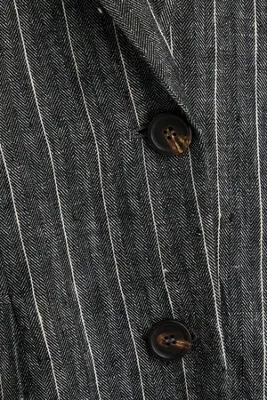 Brunello Cucinelli Striped Lapel Long-sleeved Suit Jacket - Black