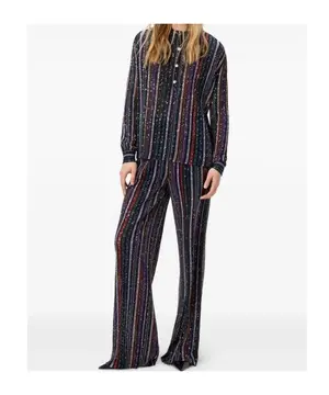 Missoni Sequined Chevron Stripe Henley Blouse