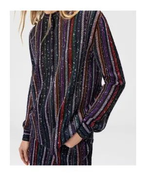 Missoni Sequined Chevron Stripe Henley Blouse