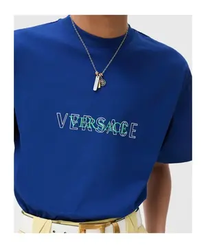 Versace Embroidered-logo Cotton-jersey Regular T-shirt