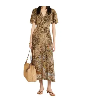 Etro Leopard And Paisley Print V-neck Dress - Green