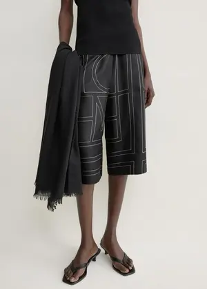 TOTEME Monogram Embroidered Relaxed Shorts