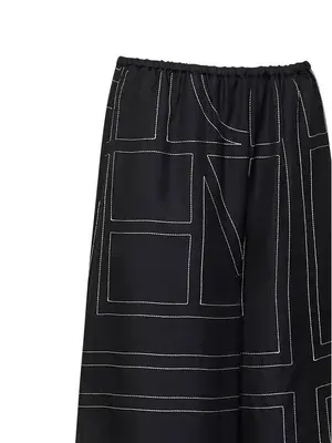TOTEME Monogram Embroidered Relaxed Shorts - Black