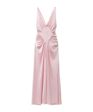 Versace Sleeveless V-neck Draped Maxi Dress - Light Pink