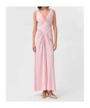 Versace Sleeveless V-neck Draped Maxi Dress - Light Pink