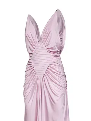 Versace Sleeveless V-neck Draped Maxi Dress - Light Pink