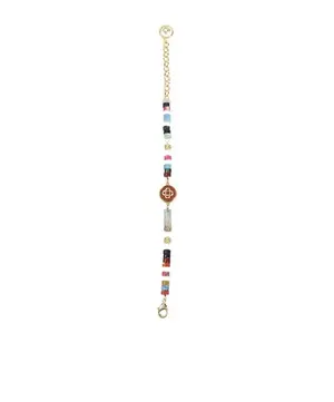 Casablanca Logo Beaded Bracelet - Golden And Multicoloured