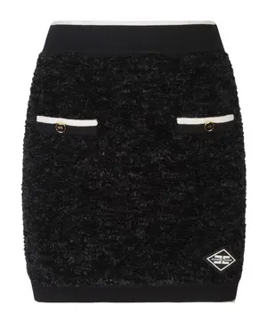Elisabetta Franchi Contrasting Detail Bouclé Chenille Mini Skirt