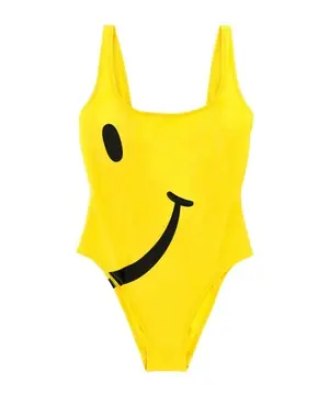 Moschino One-piece Swimsuit With Smiley Face Graphic - Yellow