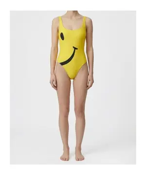 Moschino One-piece Swimsuit With Smiley Face Graphic - Yellow