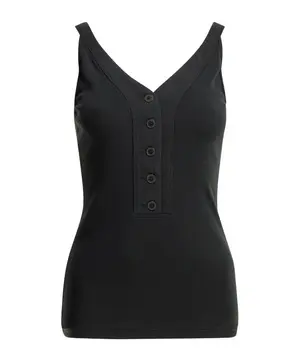 Auralee V-neck Ribbed Tank Top With Button Closure