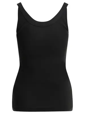 Auralee V-neck Ribbed Tank Top With Button Closure