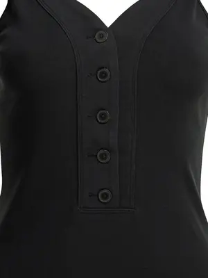 Auralee V-neck Ribbed Tank Top With Button Closure