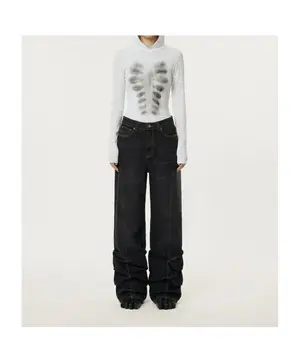 AVAVAV Ruffled Wide-leg Jeans