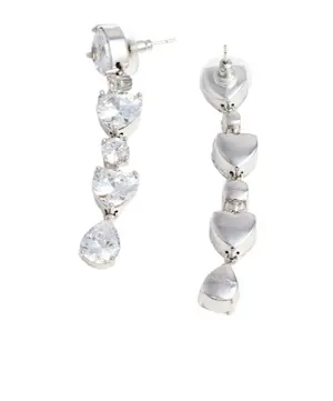 SELF-PORTRAIT Crystal Heart Drop Earrings