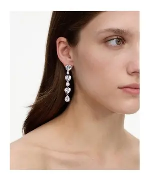 SELF-PORTRAIT Crystal Heart Drop Earrings