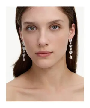 SELF-PORTRAIT Crystal Heart Drop Earrings