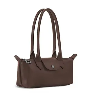 Longchamp Leather Top Handle Shoulder Bag - Mocha