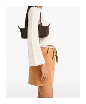 Longchamp Leather Top Handle Shoulder Bag - Mocha