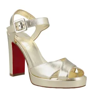 CHRISTIAN LOUBOUTIN Cora Round Toe Chunky Heel Sandals - Nude